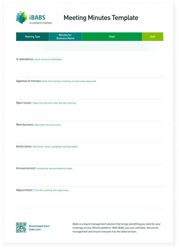 Meeting Minutes Templates Kit | iBabs