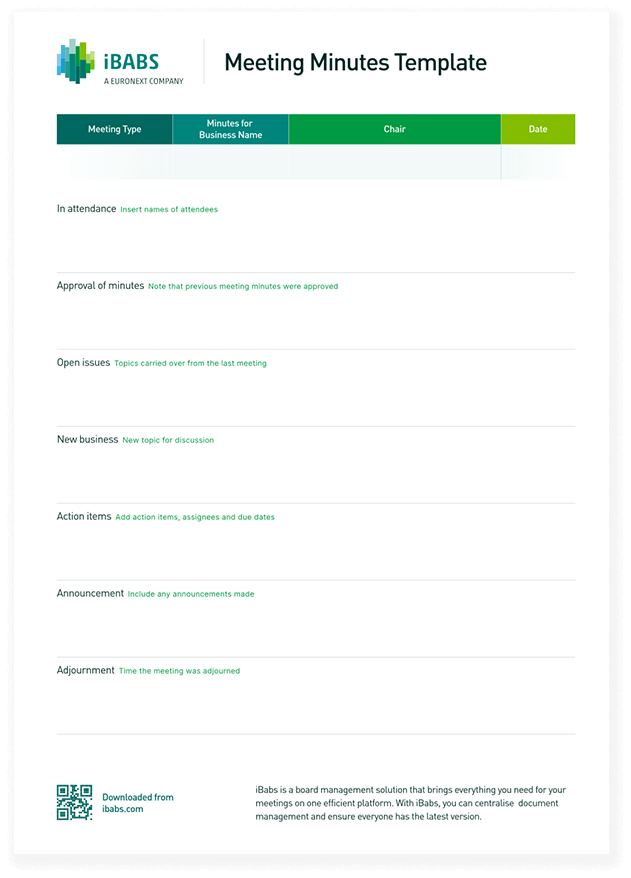 Meeting Minutes Templates Kit | iBabs