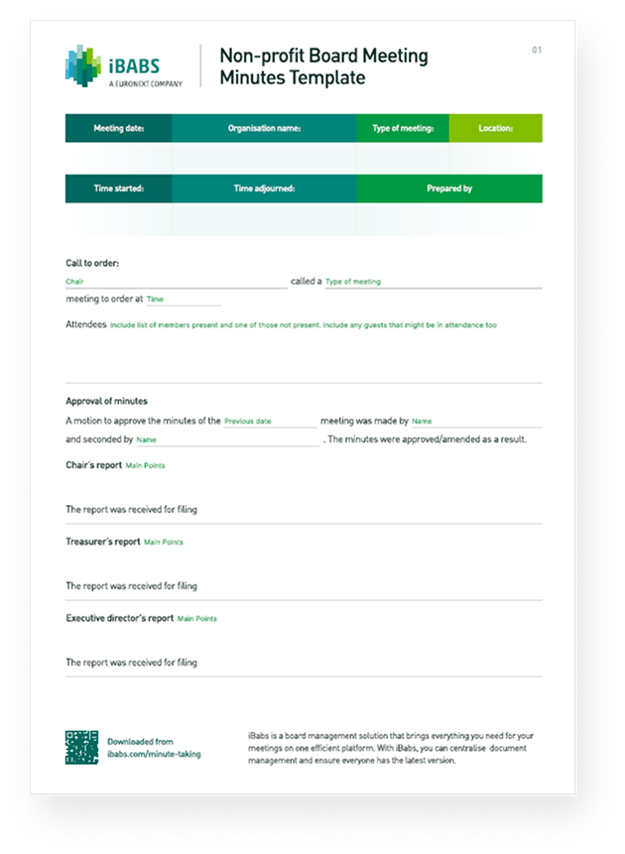 Non-Profit Board Meeting Templates kit | iBabs